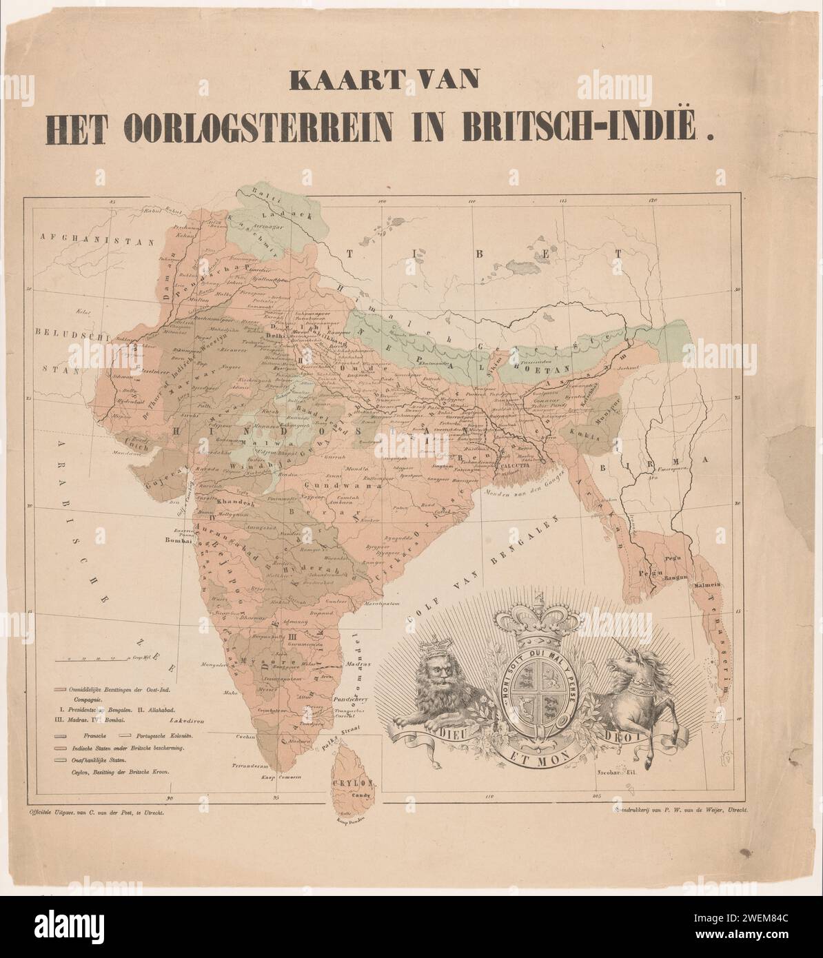 Map of European colonial possessions in India, Anonymous, 1830 - 1879 ...