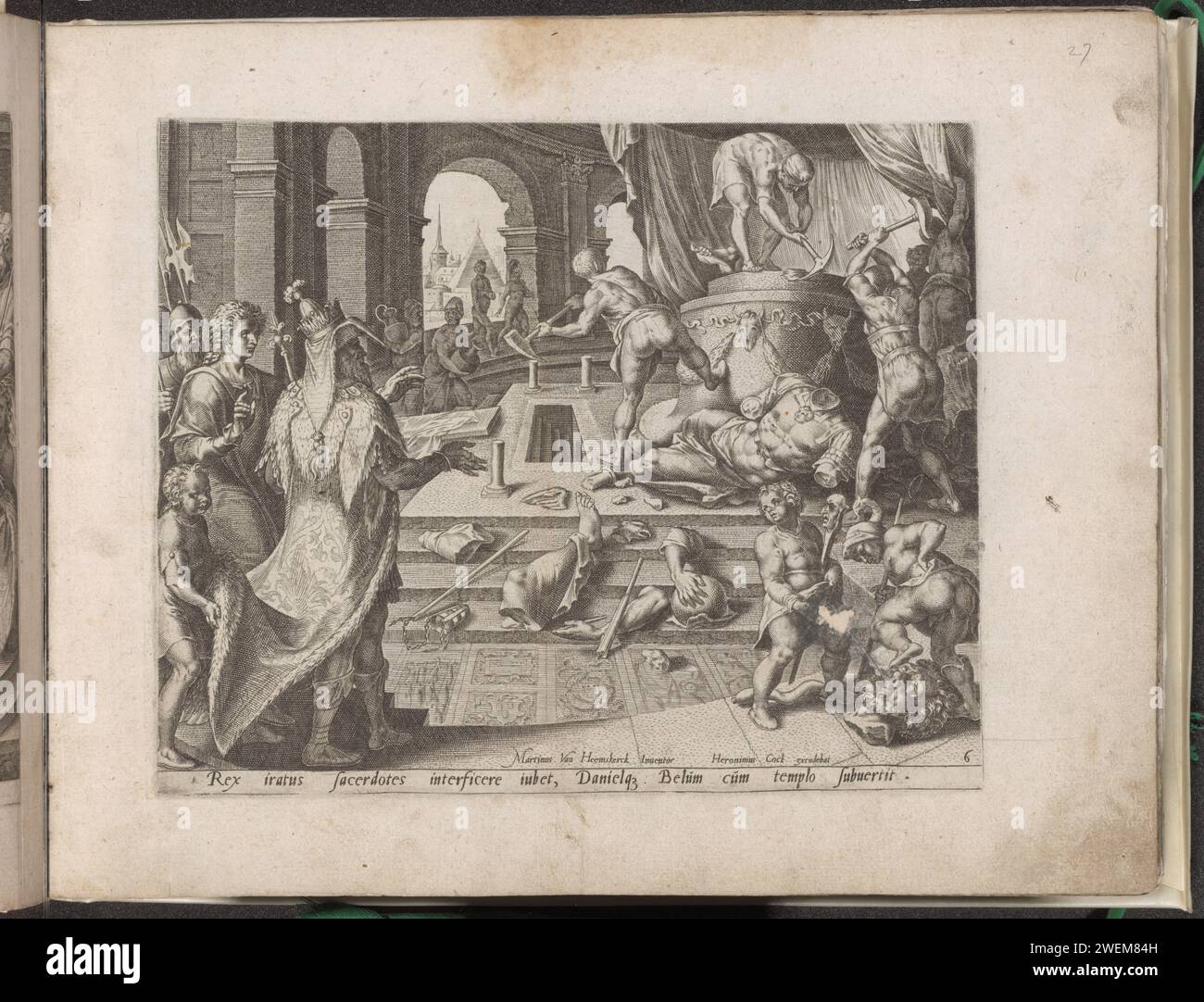 King Cyrus lets the image of bell turn to pieces, 1565 print King Cyrus ...