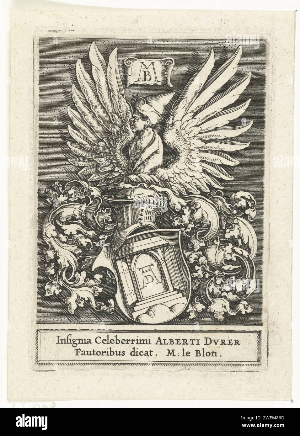 Coat of arms of Albrecht Dürer, c. 1611 - c. 1625 print The monogram ad ...