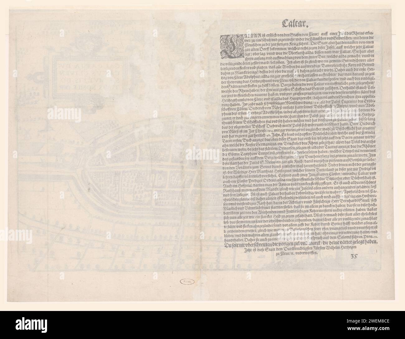 Map of Kalkar, Anonymous, in or after 1575 print With German text in ...
