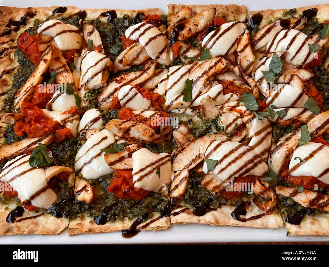 Chicken Margherita pizza with balsamic drizzle Stock Photo - Alamy