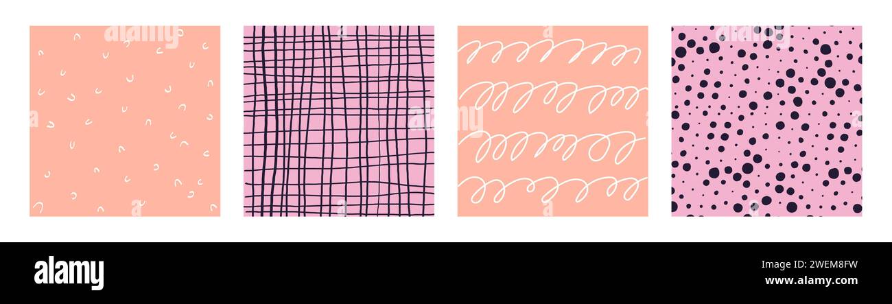 Simple Geometric Hand Drawn Irregular Patterns.Cute Colored Doodle ...