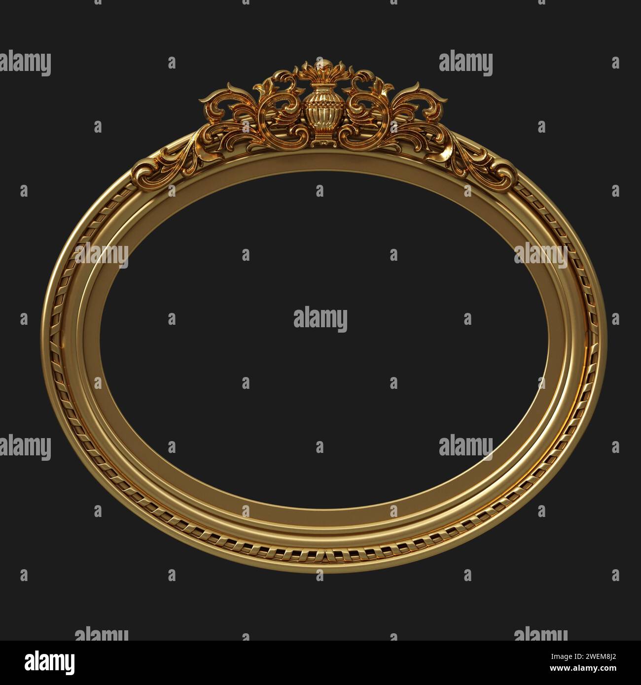 Round classical carved oval gold frames Stock Photo - Alamy