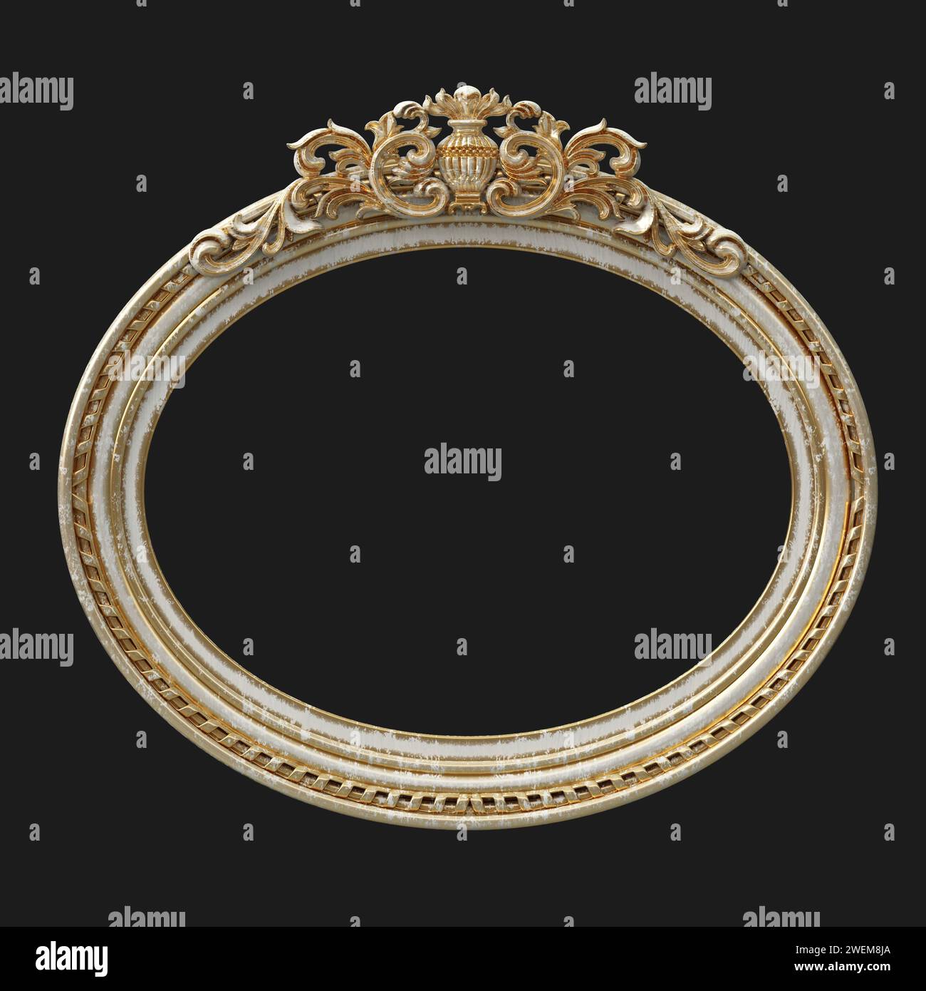 Old shabby gilded oval frame Stock Photo - Alamy