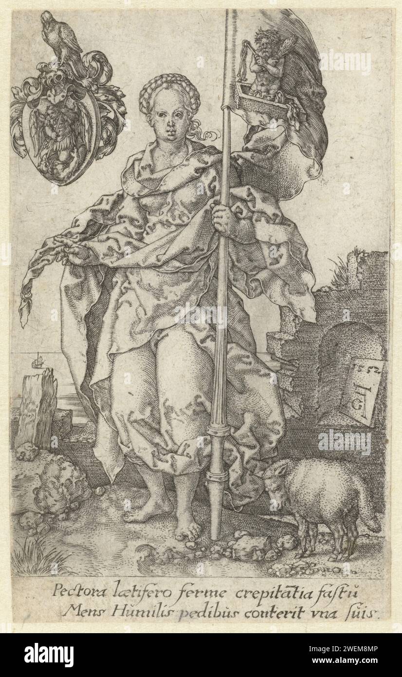 Humility, Heinrich Aldgree, 1552 print Personification of humility ...