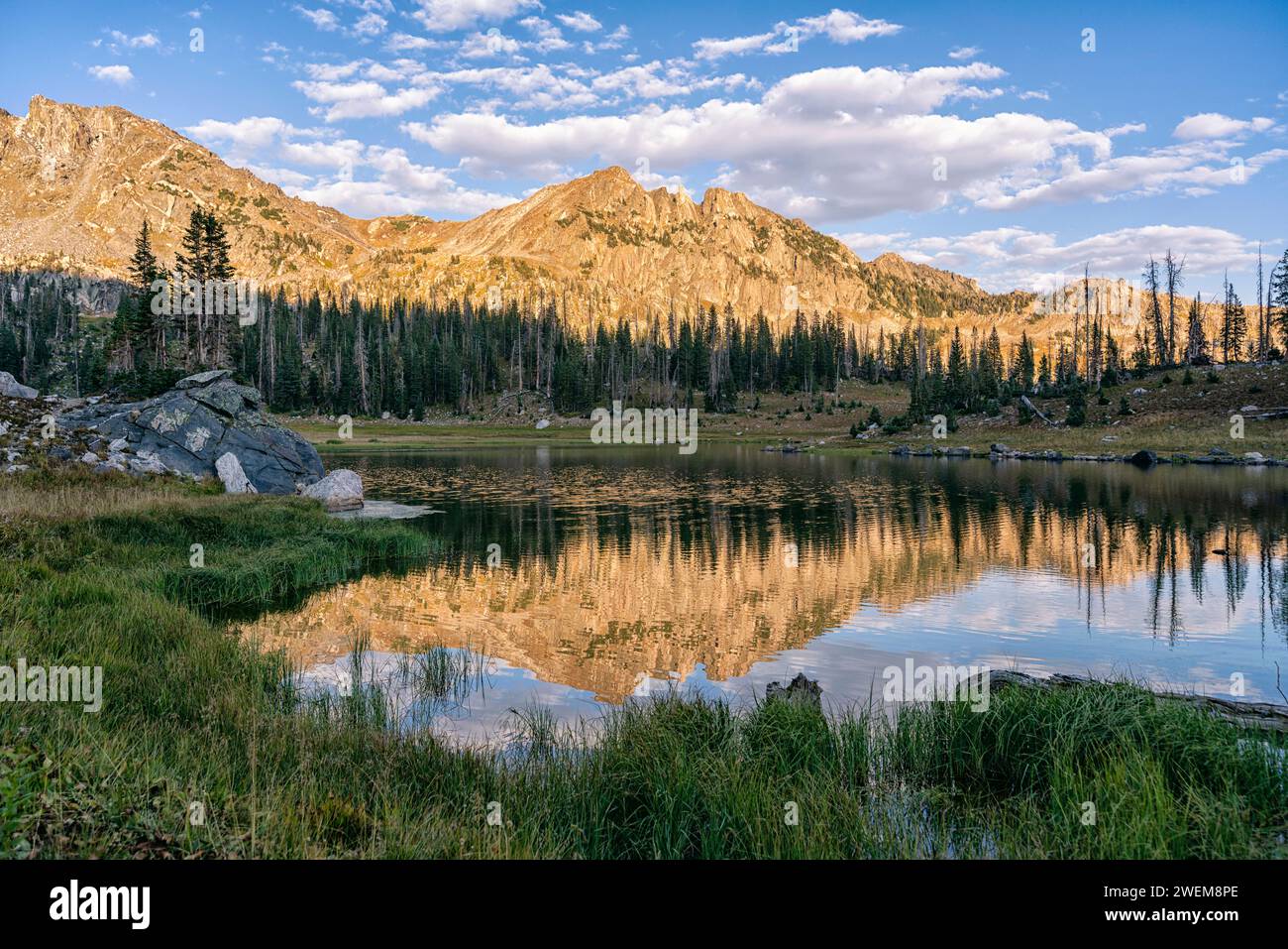 Mica Lake at sunset in the Mount Zirkel Wilderness, Colorado Stock ...
