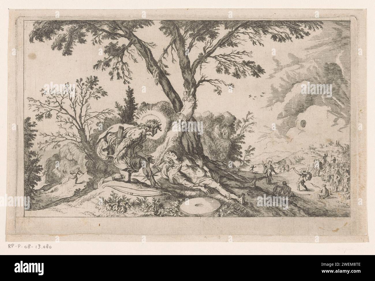 Apollo regrets the death of Hyacinthus, Anonymous, Johann Wilhelm Baur ...