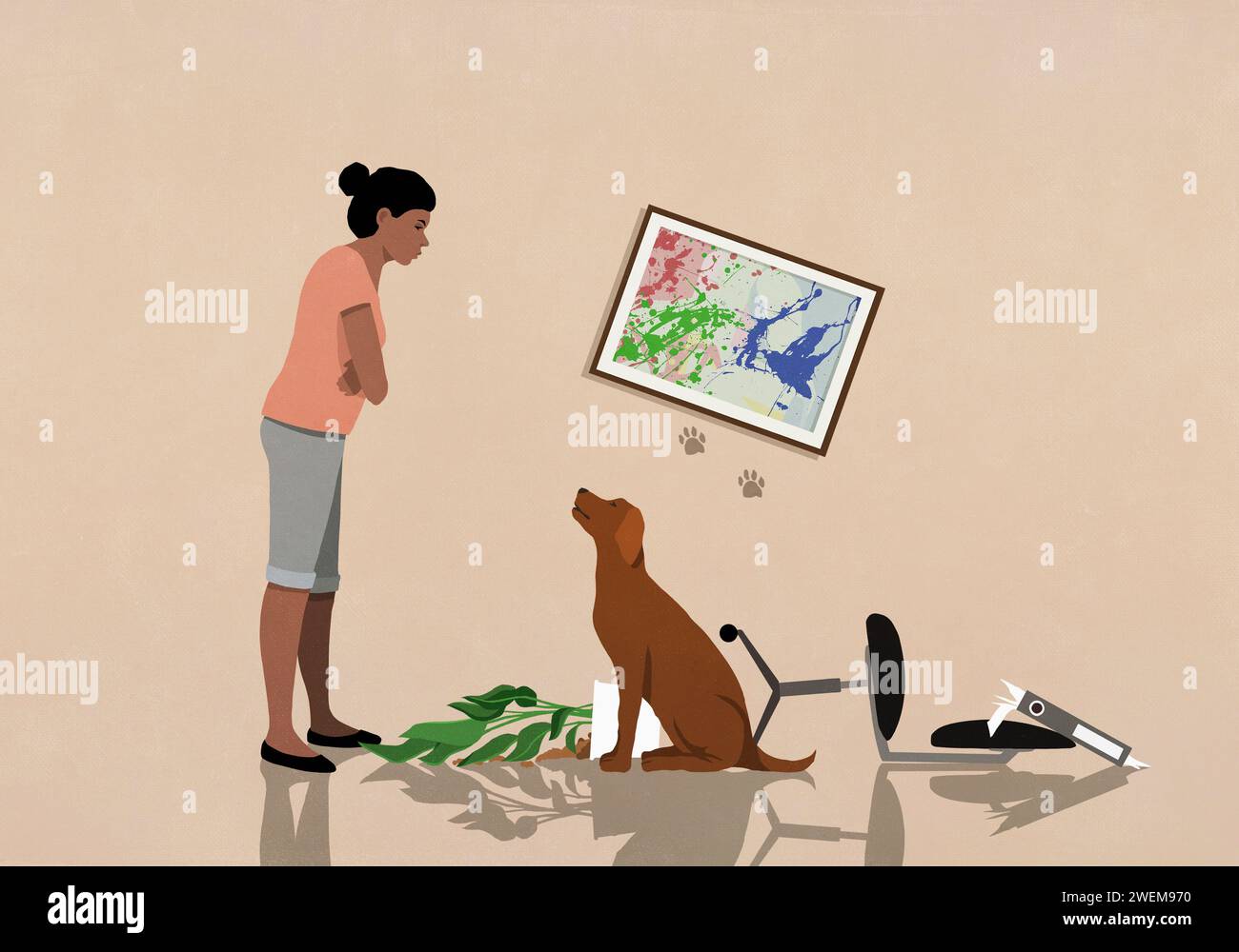 Woman dog mess room hi-res stock photography and images - Alamy