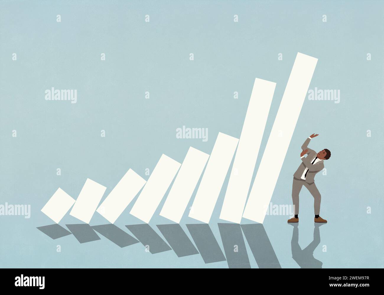 Worried businessman falling graph hi-res stock photography and images ...