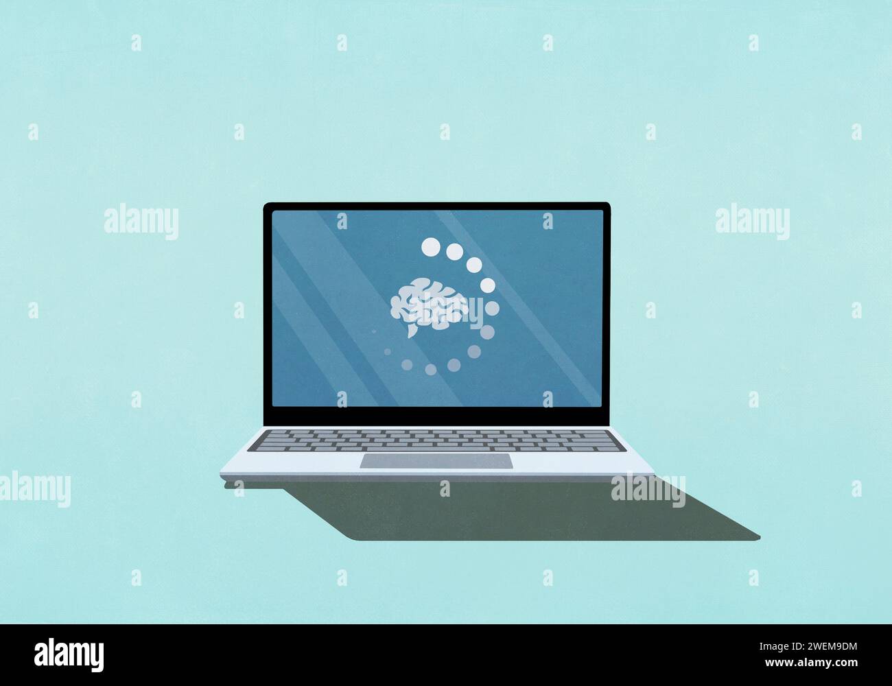 Brain buffering on laptop screen Stock Photo - Alamy