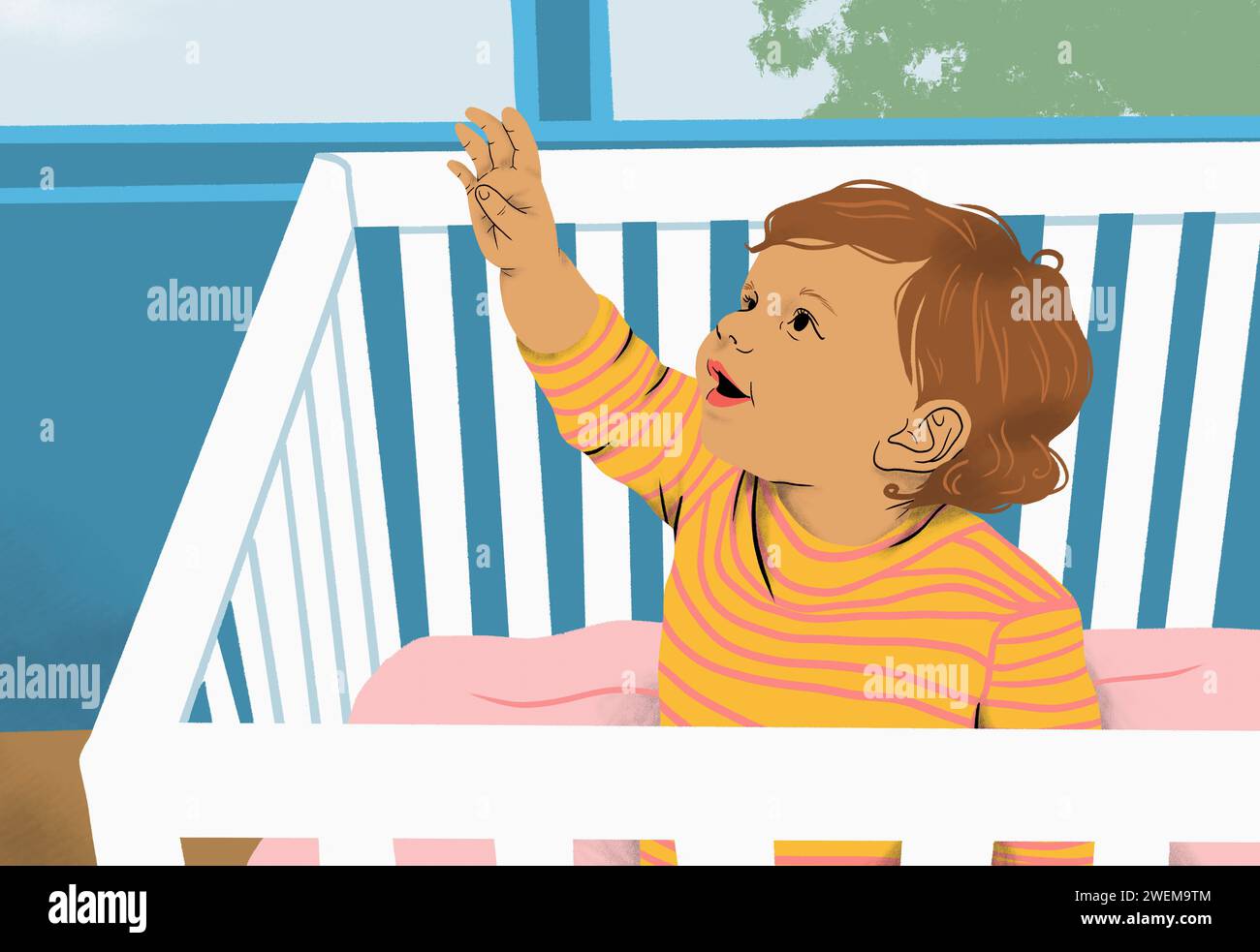 Baby with arms reaching up hi-res stock photography and images - Alamy