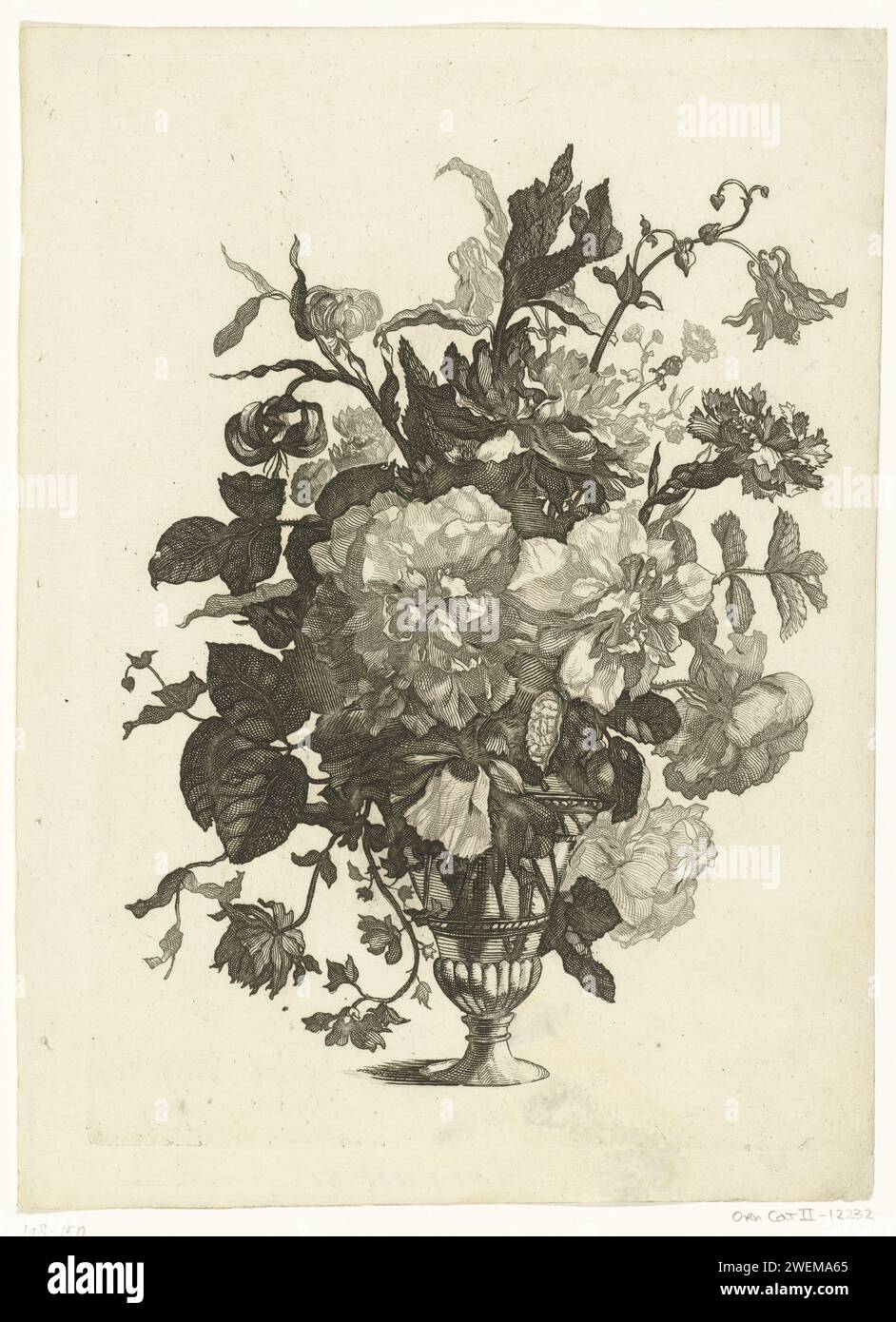 Glass vase with flowers, c. 1600 - c. 1699 print paper engraving Stock Photo - Alamy