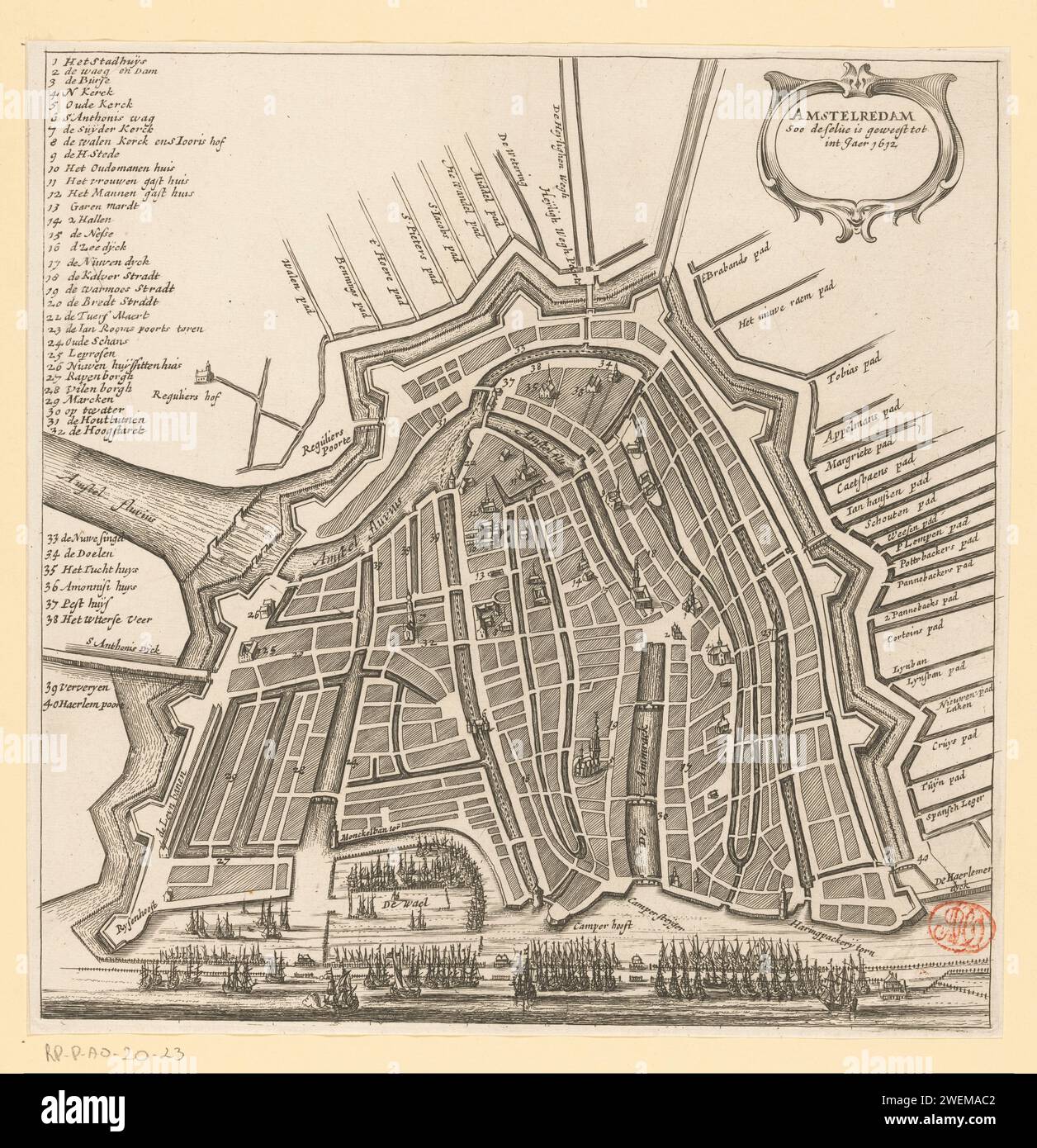 Map of Amsterdam, 1612, Anonymous, 1663 - 1748 print Map of Amsterdam as it would have looked ...