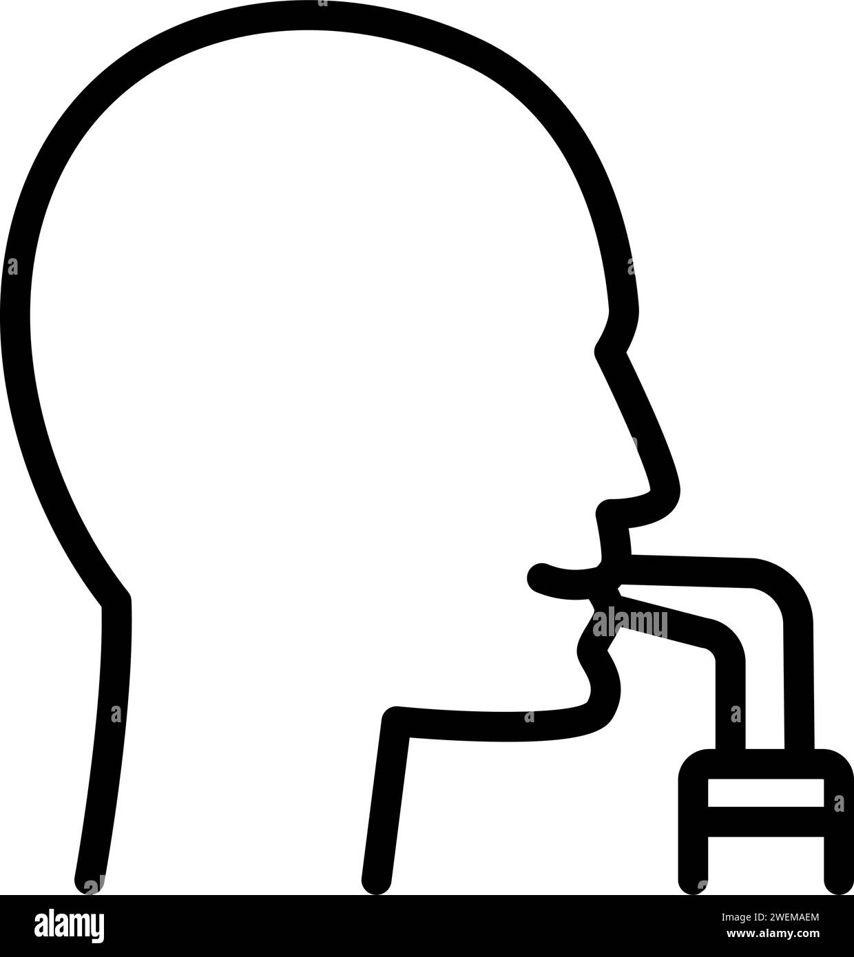 Nebulizer vector icon illustration sign. Line icon of a respiratory face mask side view ...