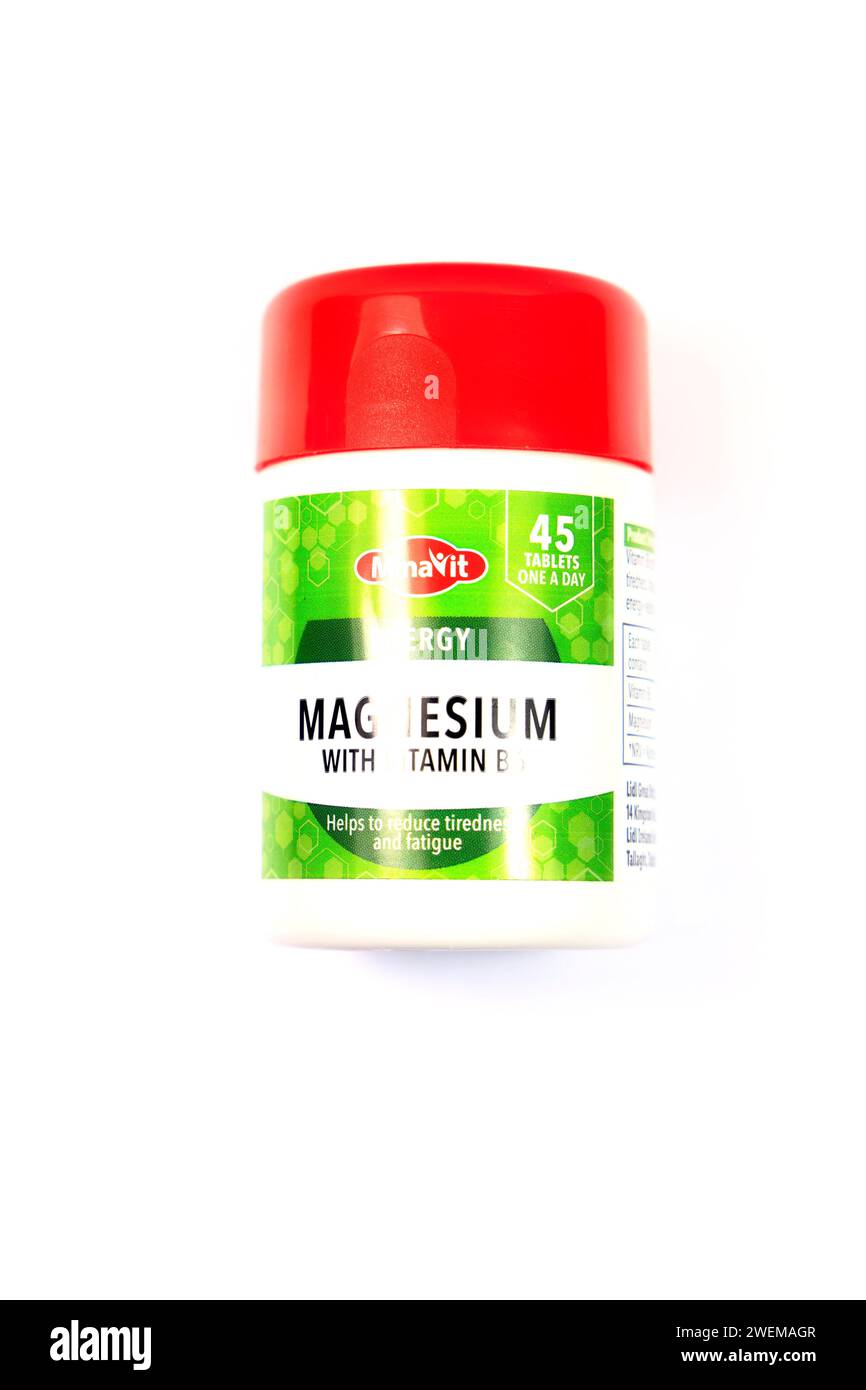 Bottle of Magnesium tablets Stock Photo - Alamy