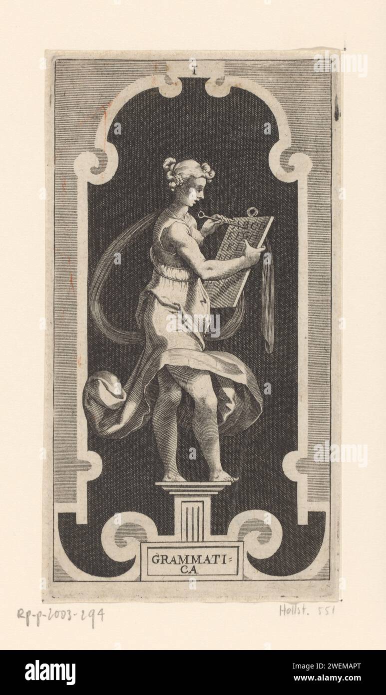 Personification of Grammar, Lucas Kilian, 1640 - 1708 print paper ...
