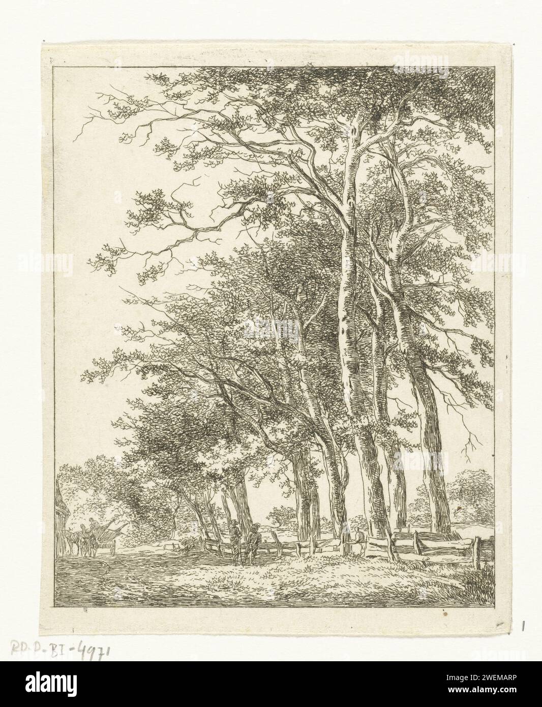 Two standing figures in tall trees, Hermanus van Brussel, c. 1800 - in ...