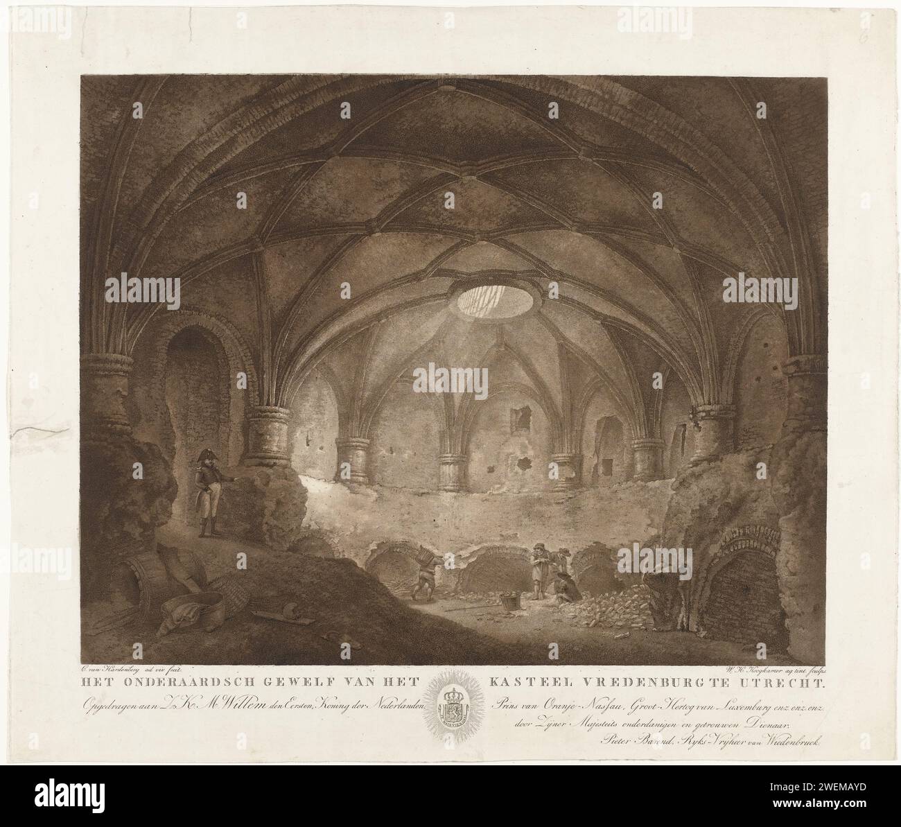 The underground vault of the Vredenburg Castle in Utrecht, c. 1817 - c ...