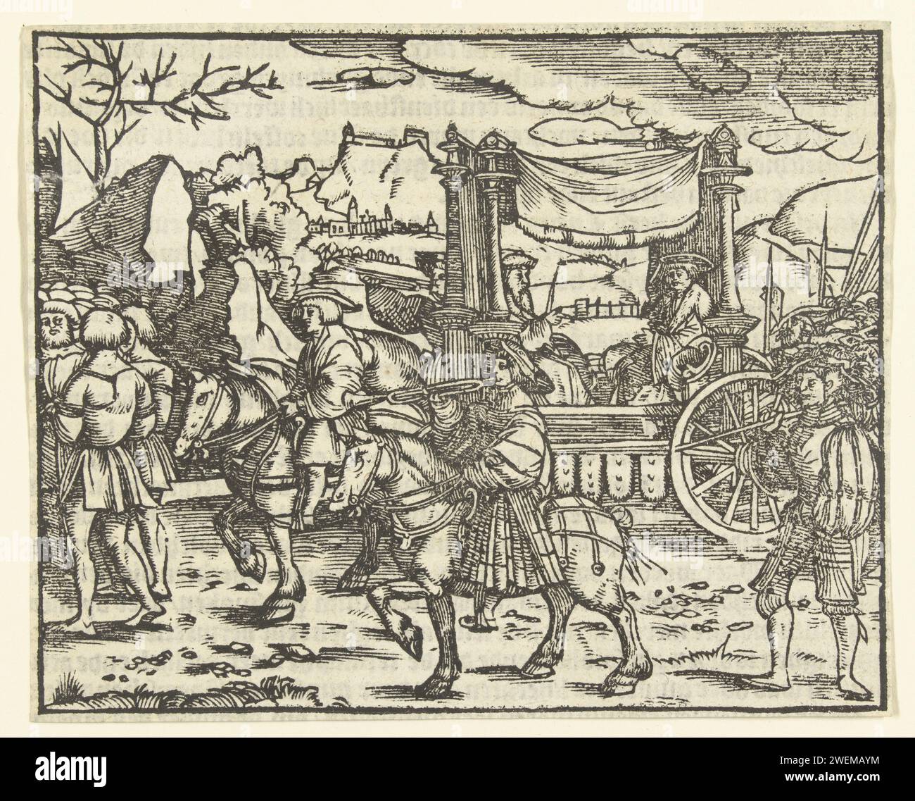 Two princes in a triumphal wagon, Anonymous, 1520 - 1570 print ...