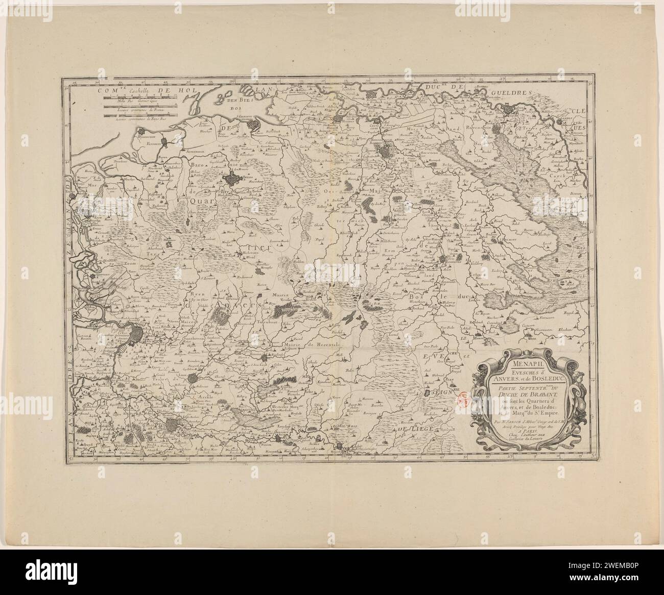 Map of the northern part of the Duchy of Brabant, Anonymous, 1674 - 1730 print Map of part of ...