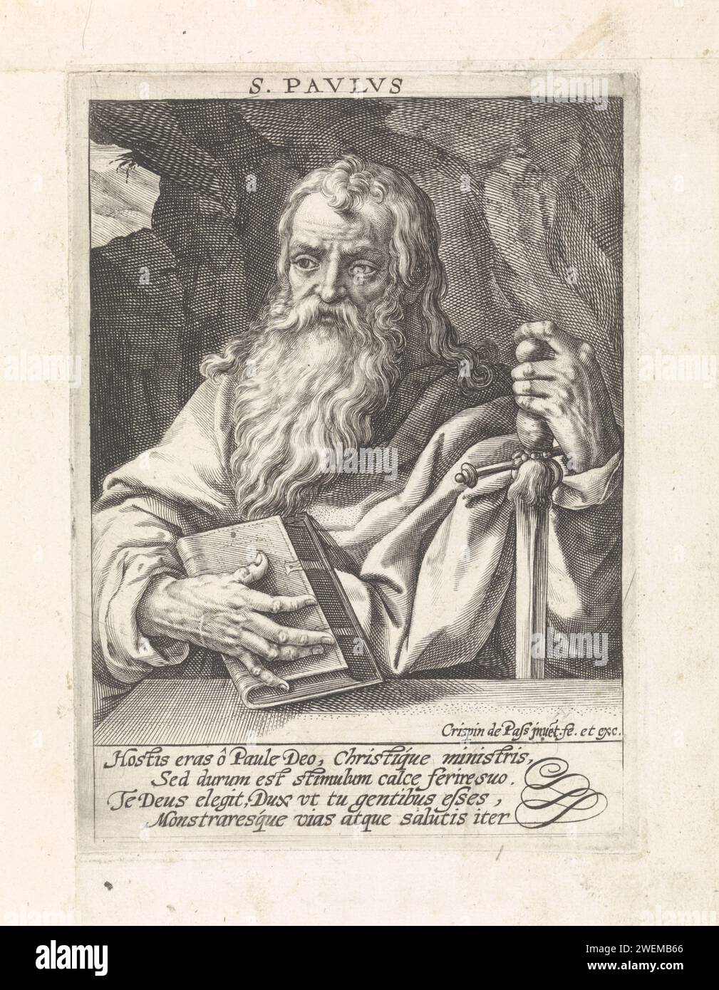 Apostle Paulus, Crispijn van de Passe (I), 1574 - 1637 print The ...