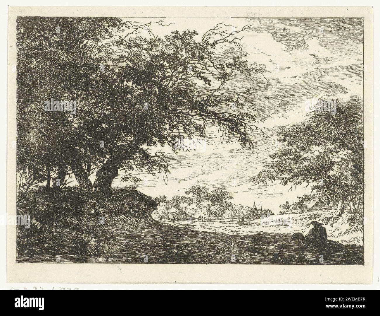 Road to village with resting man, Hermanus van Brussel, c. 1800 - in or ...