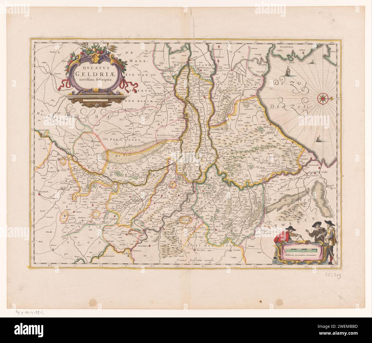 Map of Gelderland, Anonymous, 1666 - 1675 print At the top left the ...