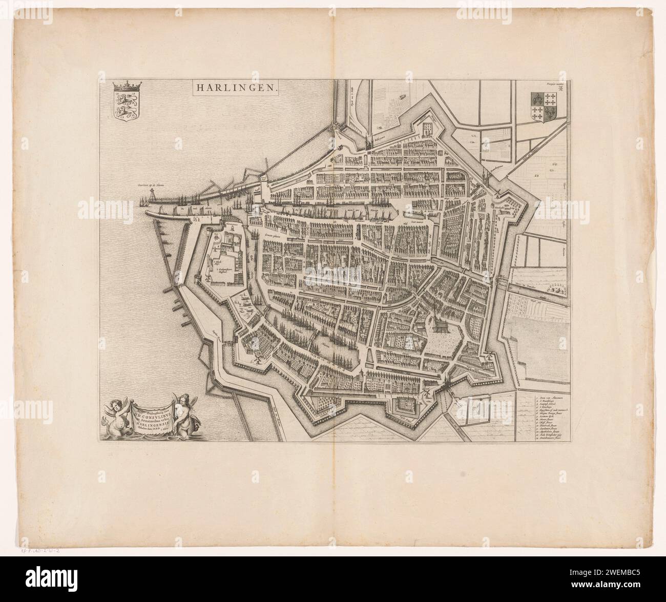 Map of Harlingen, 1652 print Map in a nutshell perspective. At the top ...