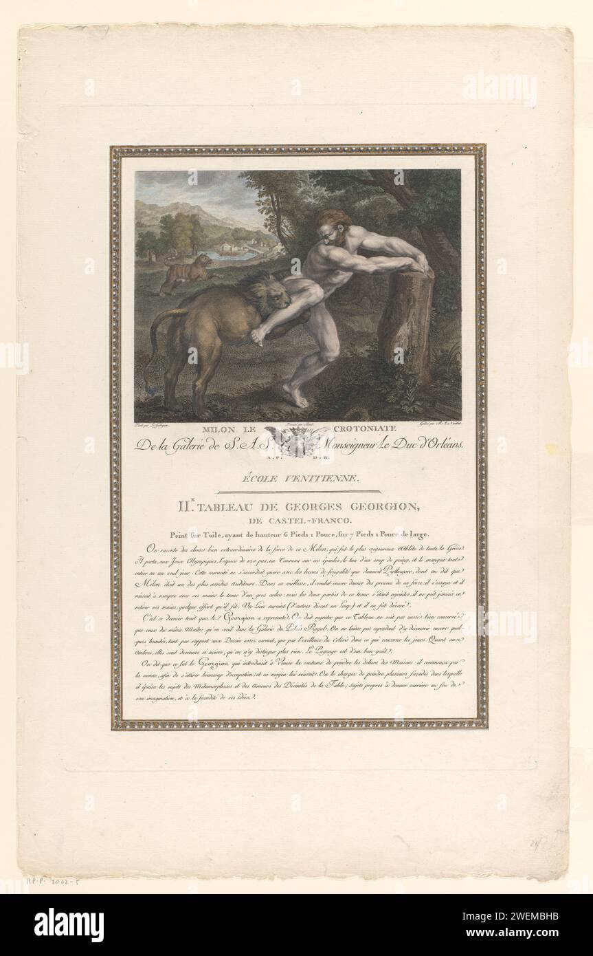 Milo van Croton attacked by a lion, Bénédict Alphonse Nicolet, After ...