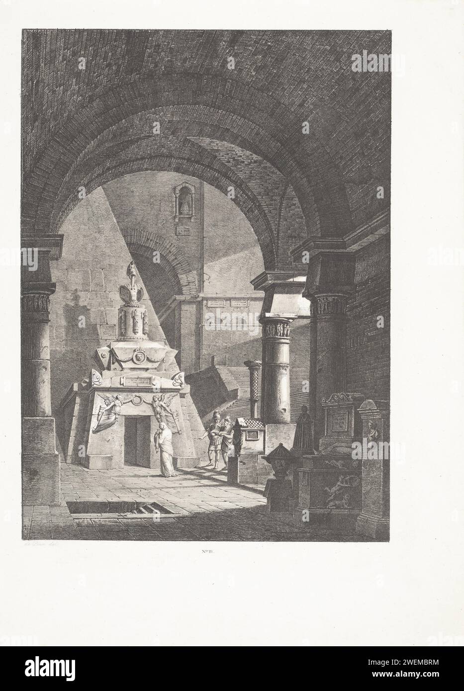 Entrance grave cellar, 1794 - 1851 print Face in a church with a woman ...