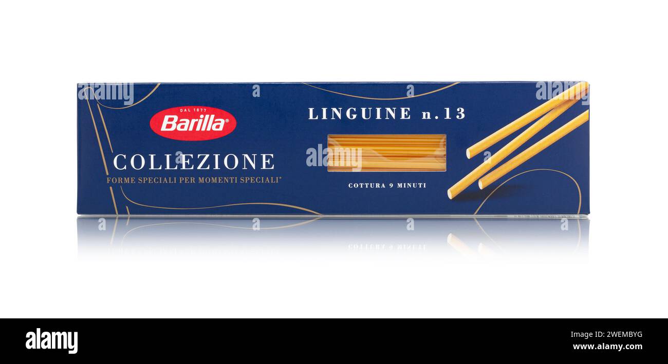 CHISINAU, MOLDOVA - January 25, 2025: Front view of Barilla Spaghetti ...