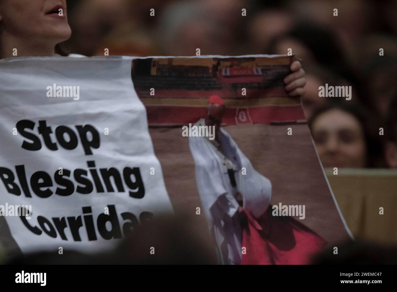 Rome, italy, 25 January 2024. An activist from the animal rights group ...