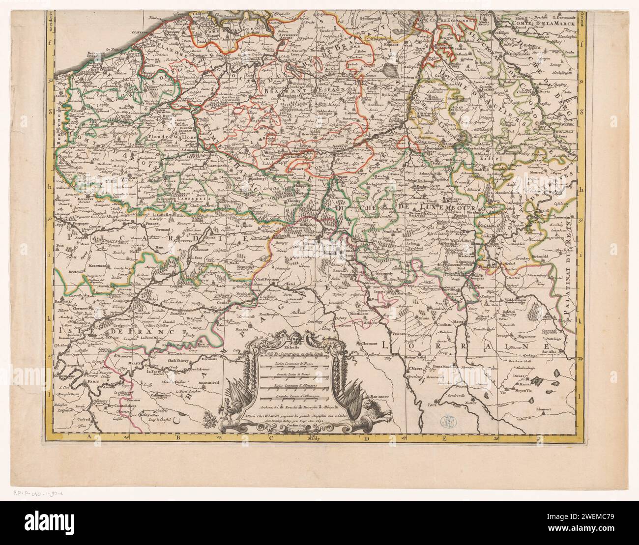 Map of the seventeen provinces (bottom part), 1692 print Lower part of ...