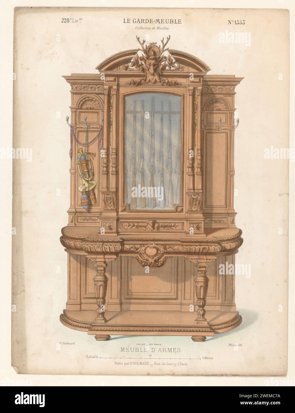 Wapenkast, Midart, 1839 - 1885 print A weapon cupboard filled with guns ...