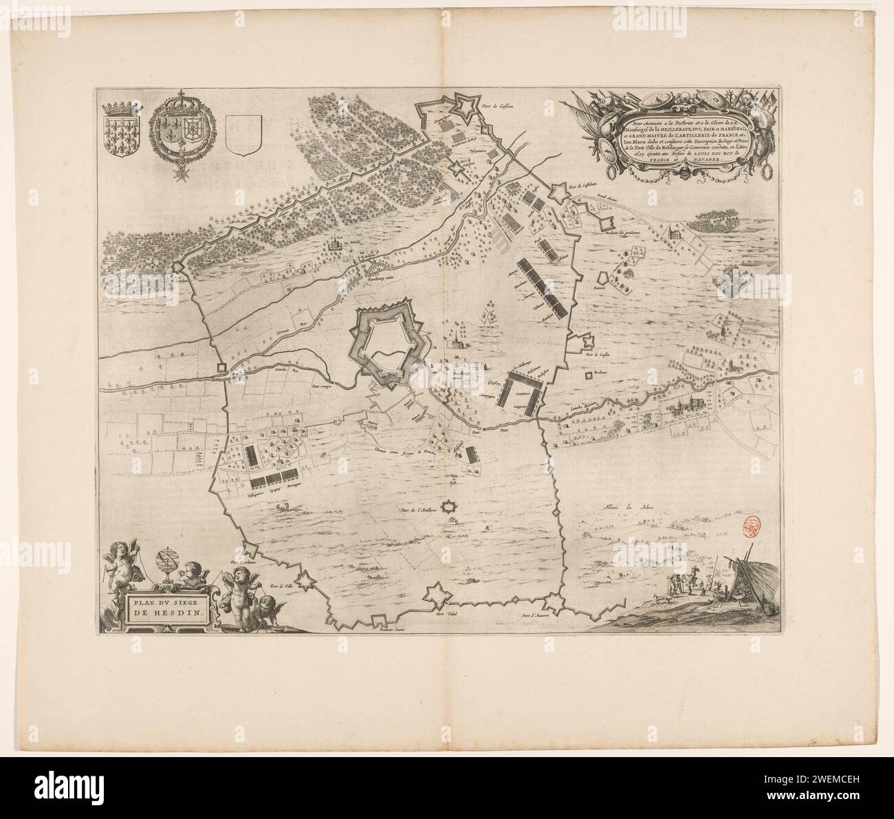 Map of the siege of Heusden by the French, 1639, Anonymous, 1652 print ...