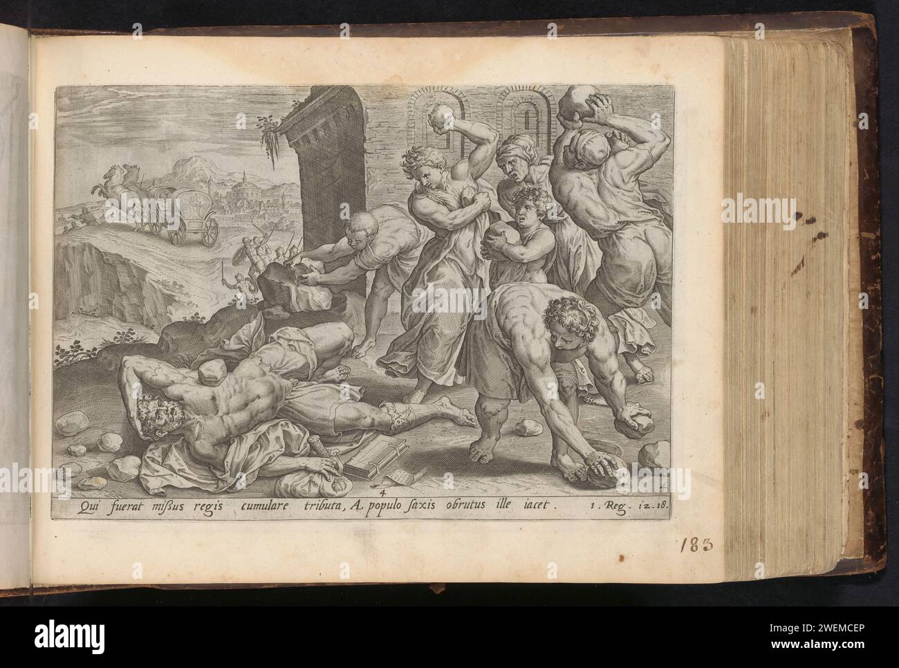 Steniging van Adoniram, Hans Collaert (I) (attributed to), after ...