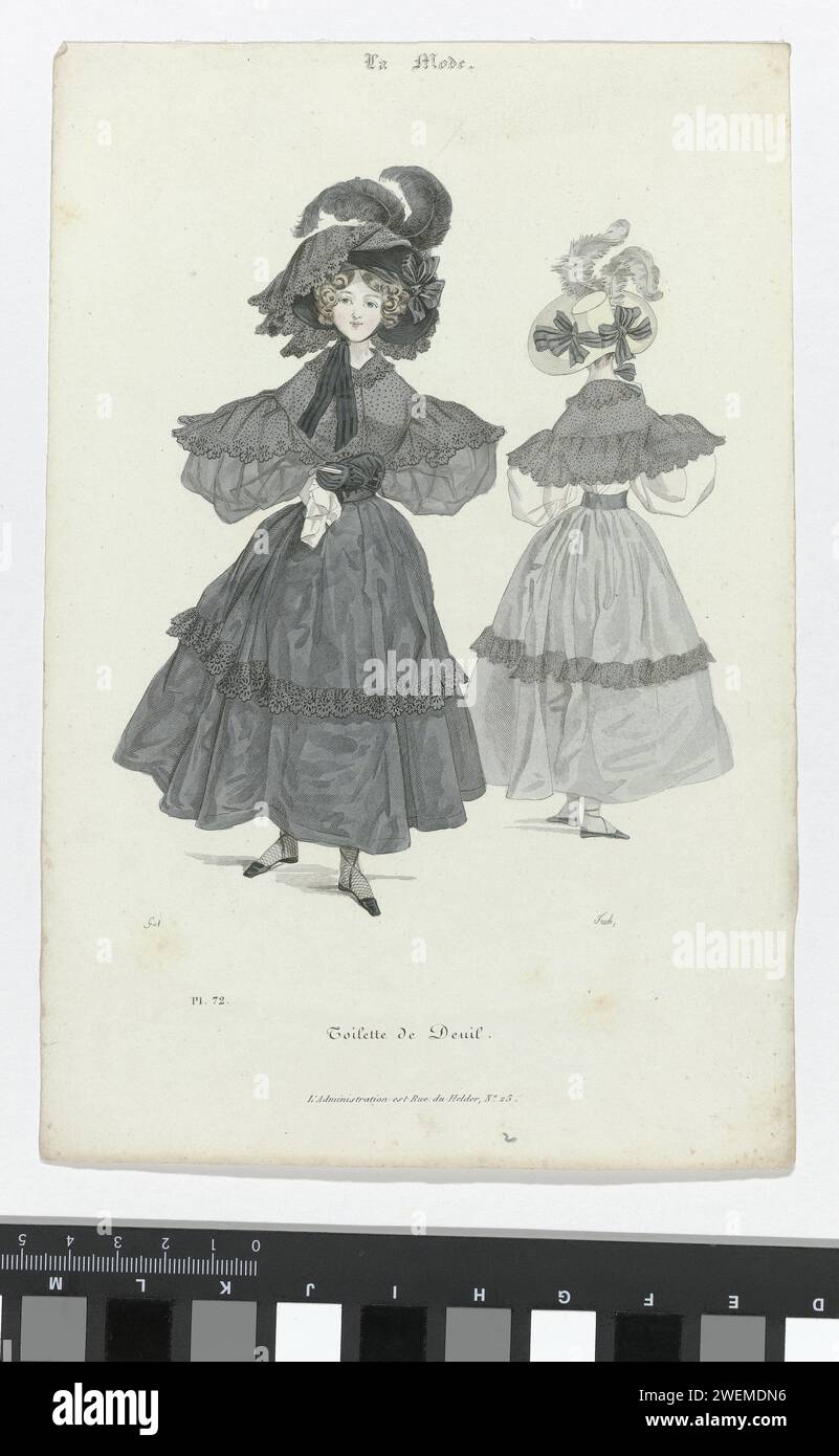 Fashion, 1830, pl. 72: toilet of mourning, 1830 Toilette de Deuil ...