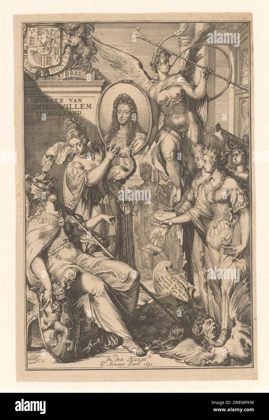 Allegory on the visit of Willem III of Orange to Holland with his ...