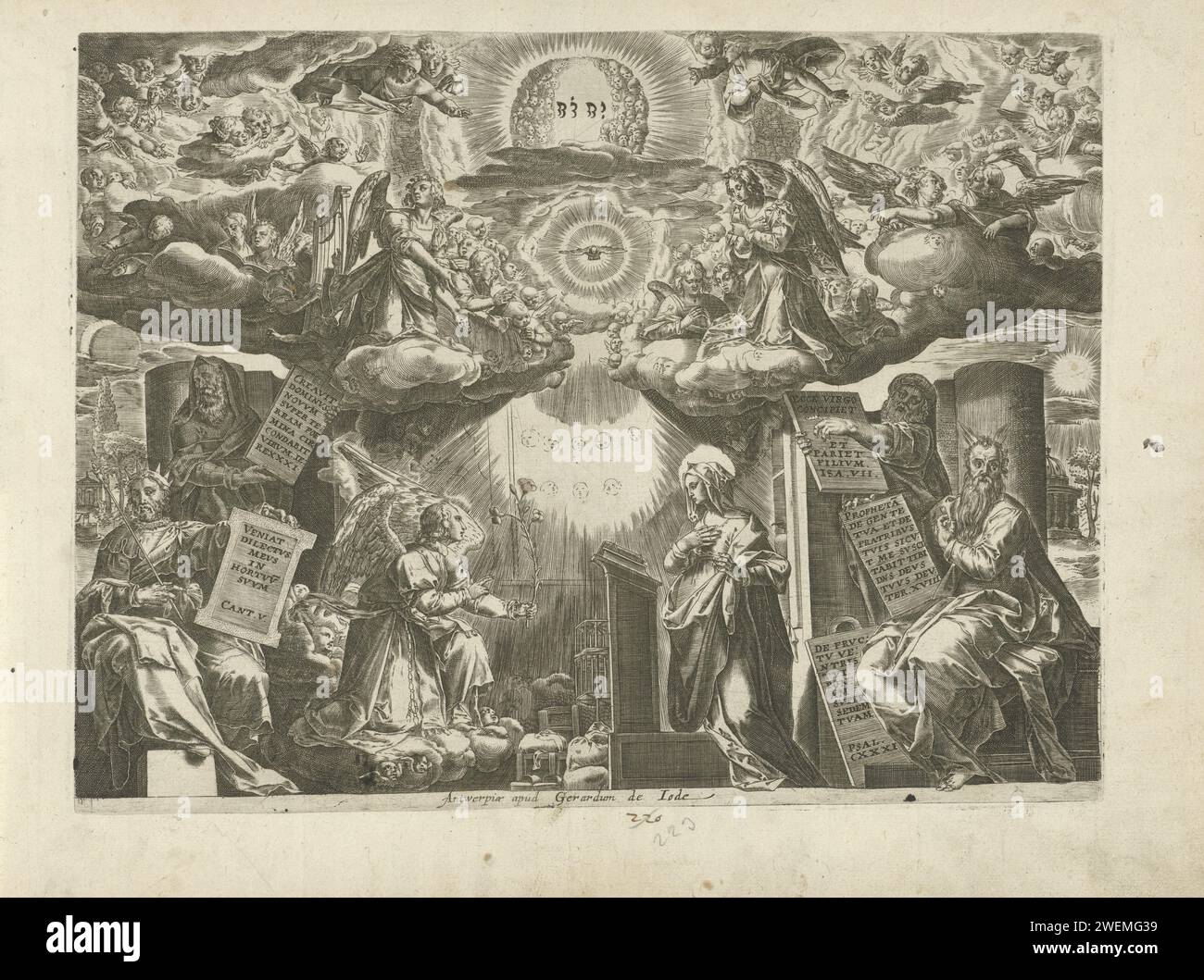 Annunciation, surrounded by prophets, Gerard de Jode, After Federico ...
