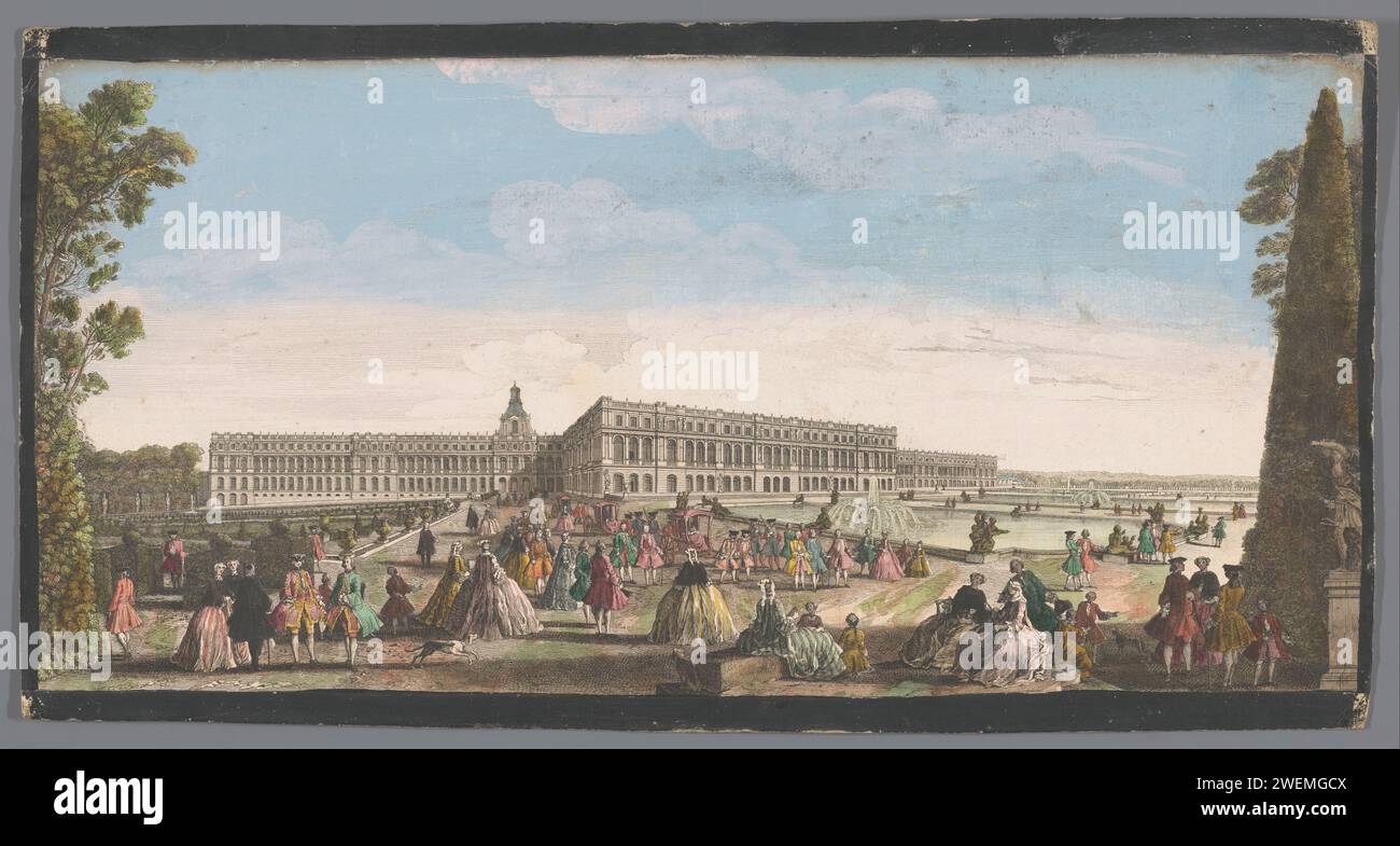View of the Palace of Versailles seen from the garden, Anonymous, 1700 ...