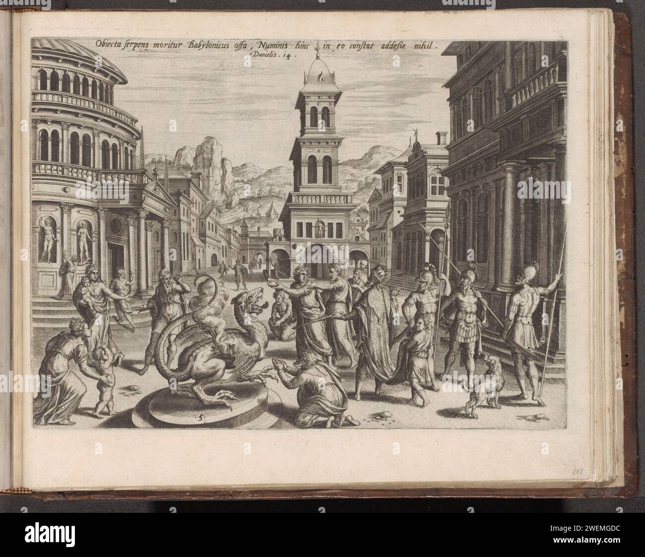 Daniël and De Dragon, 1579 print Daniël stands with King Cyrus at the ...