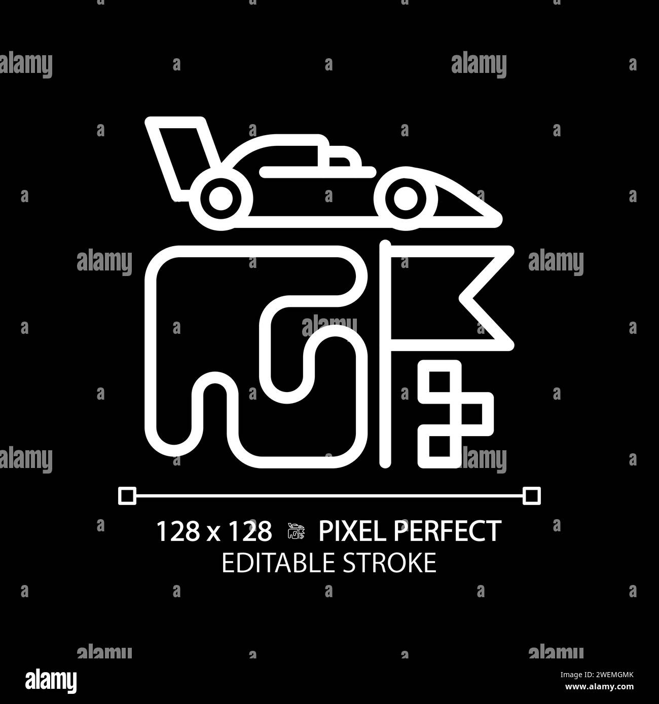 Grand prix formula one racing white linear icon for dark theme Stock ...