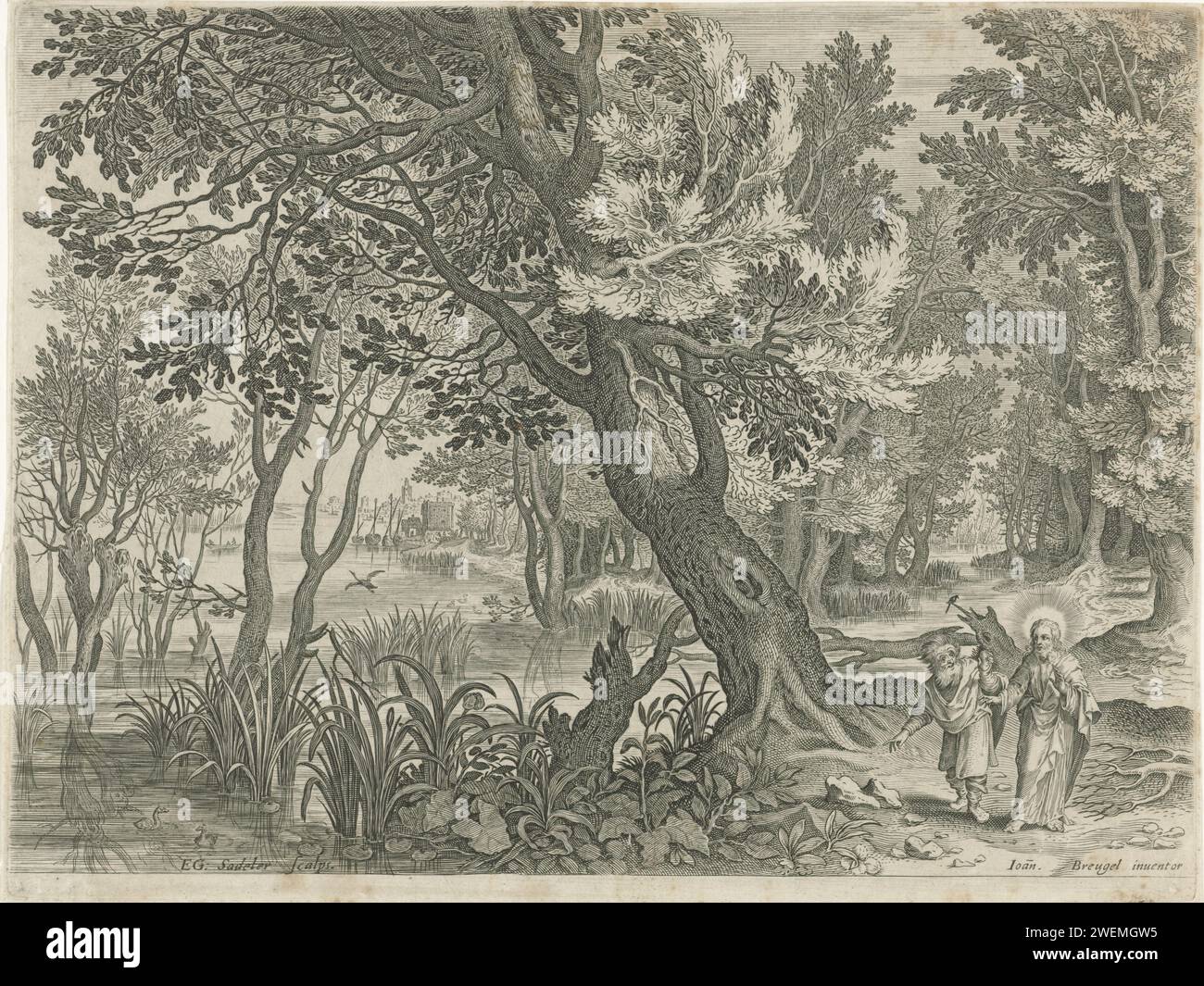 Landscape with the temptation of Christ, Aegidius Sadeler (II), After ...