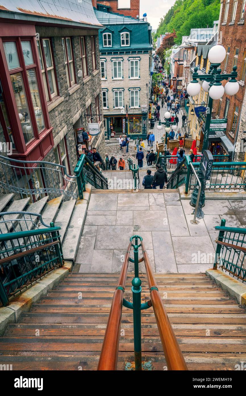 Street stairs in the lower town of Old Quebec, Canada Stock Photo - Alamy