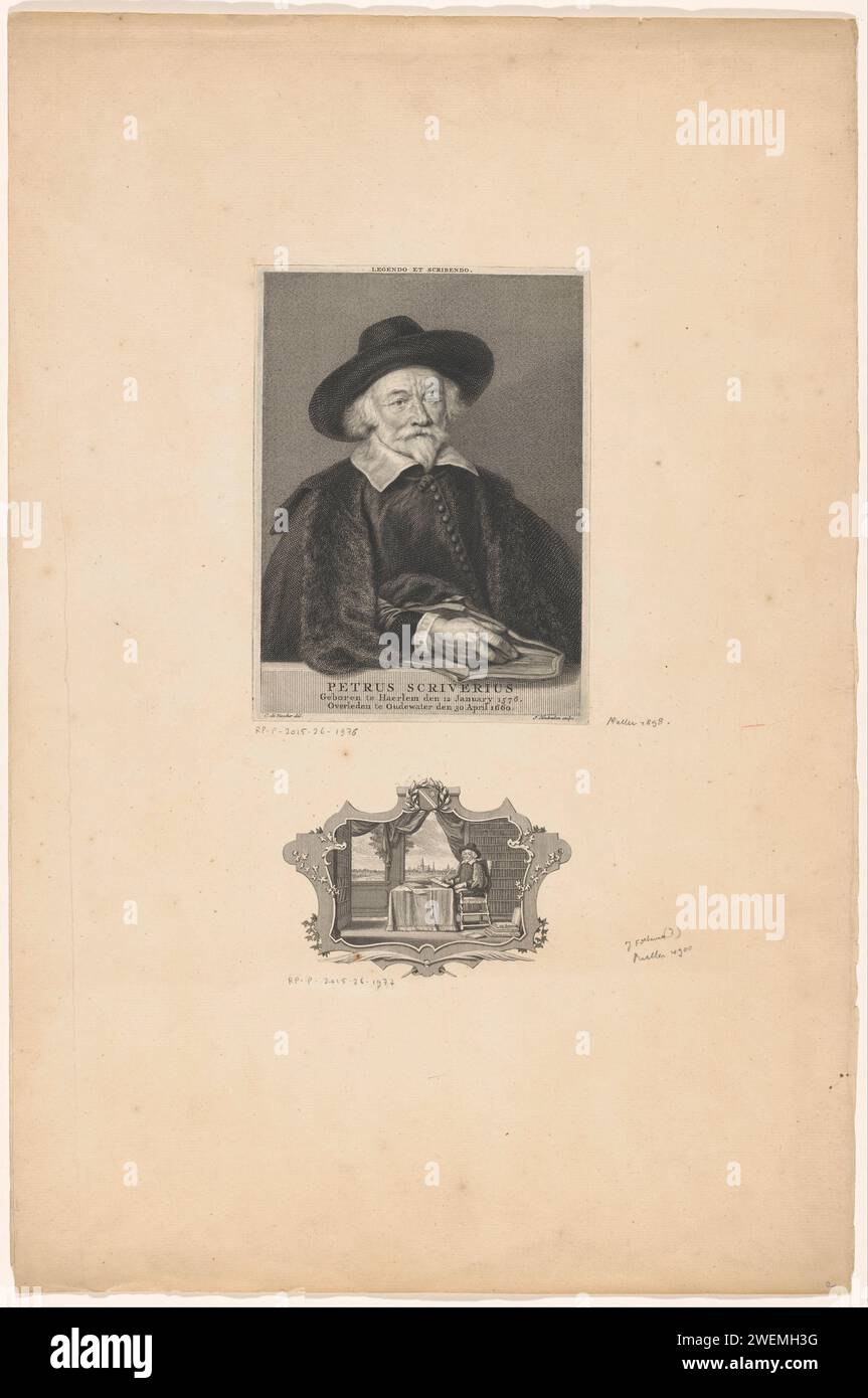 Portret van Pierre Scriverius, Jacob Houbraken, after Cornelis Wit (2 ...