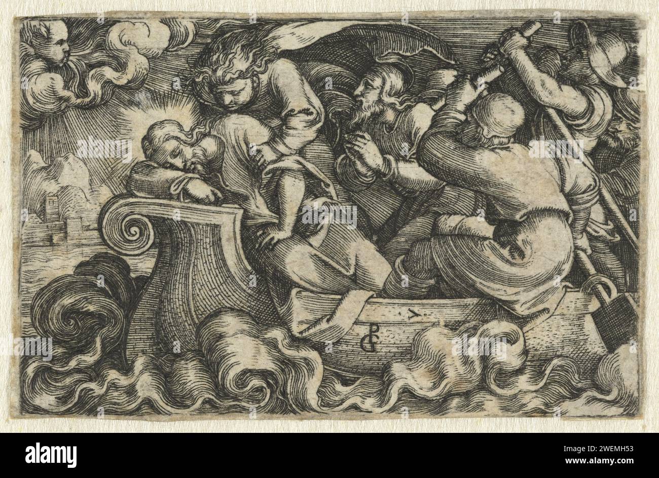 Disciples create sleeping Christ during Storm on Meer van Galilee ...