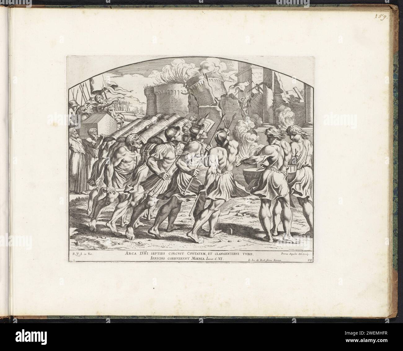 Val van Jericho, Pietro Aquila, After Rafaël, 1675 print The walls of ...