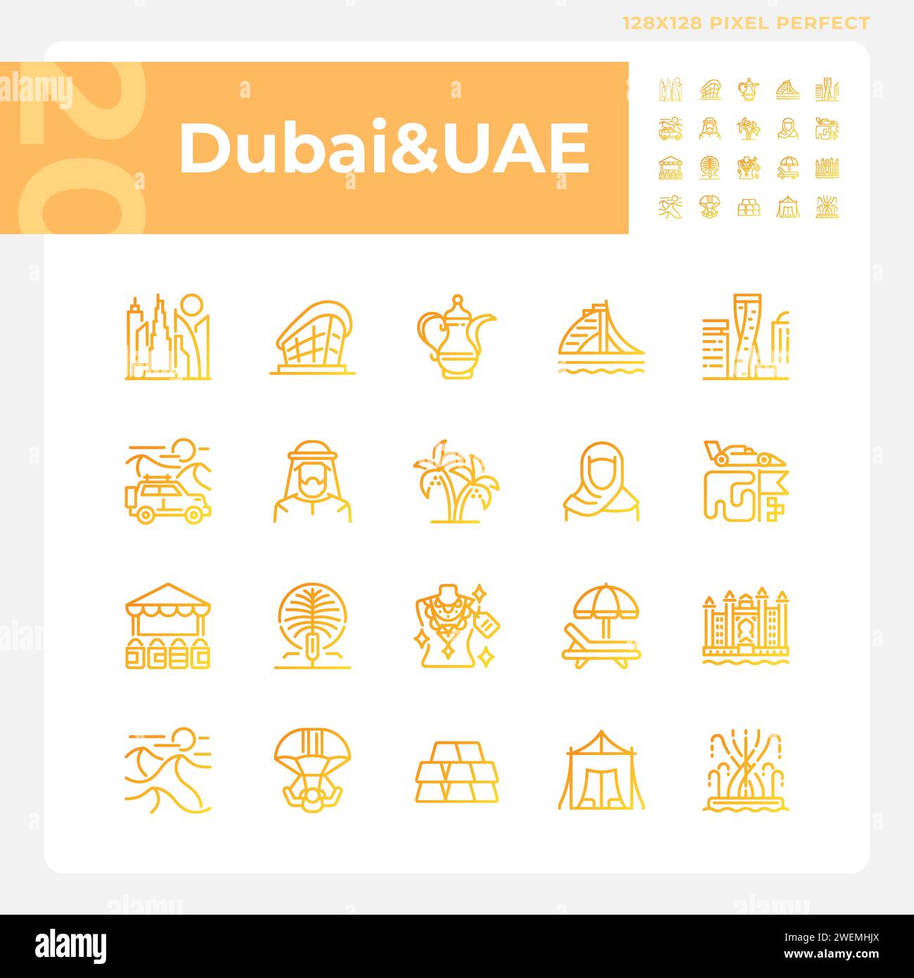 Dubai modern city architecture gradient linear vector icons set Stock Vector Image & Art - Alamy
