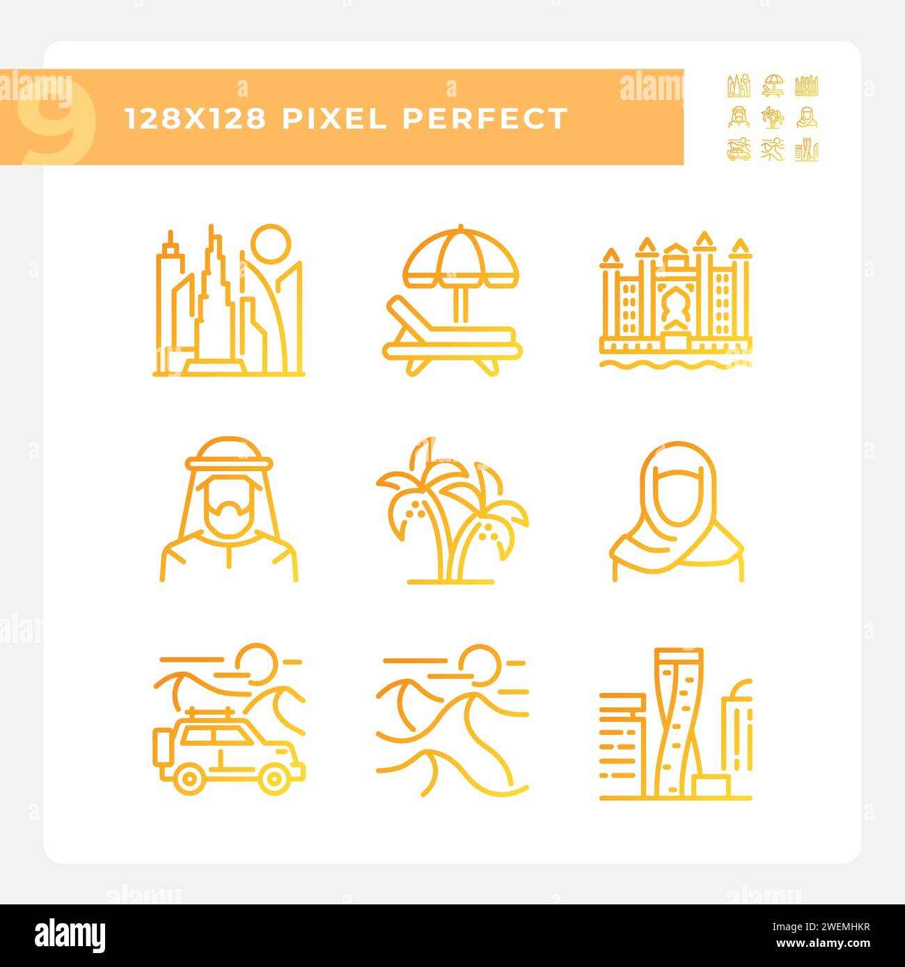UAE Dubai rich lifestyle gradient linear vector icons set Stock Vector Image & Art - Alamy