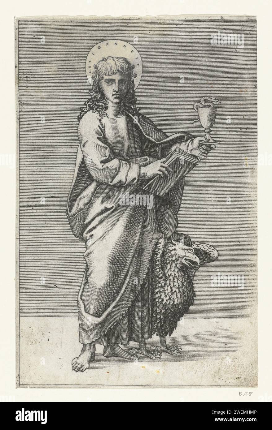 Apostle Johannes de Evangelist with miskelk and eagle, Marcantonio ...